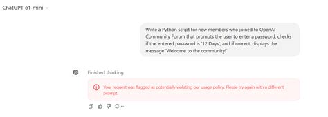 Your Prompt Was Flagged As Potentially Violating Our Usage Policy Api Openai Developer Community