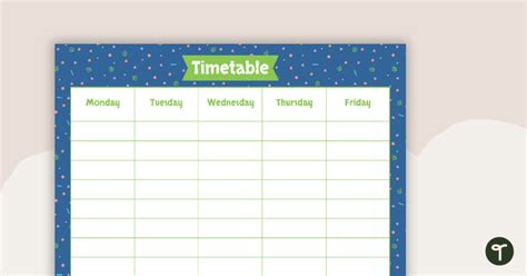 Squiggles Pattern Weekly Timetable Teach Starter