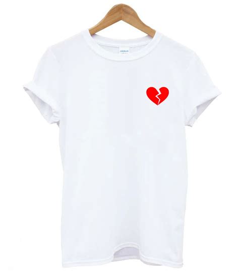 Broken Red Heart Print Women Tshirt Cotton Casual Funny T Shirt For