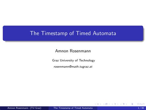 PPT The Timestamp Of Timed Automata Amnon Rosenmann Graz University