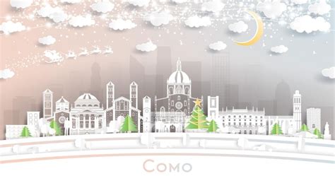 Como Italie City Skyline Dans Un Style De Coupe De Papier Avec Des