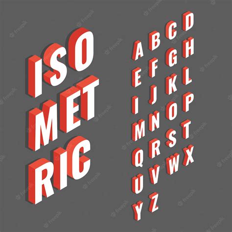 Premium Vector | Red with white isometric 3d font, three-dimensional ...