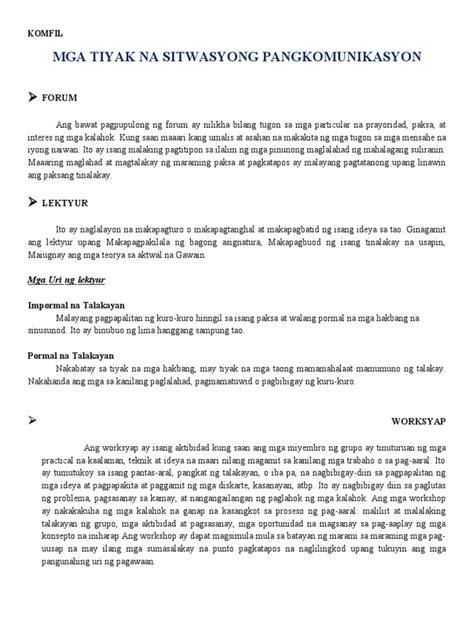 Mga Tiyak Na Sitwasyong Pangkomunikasyon Module Part 2 Pdf