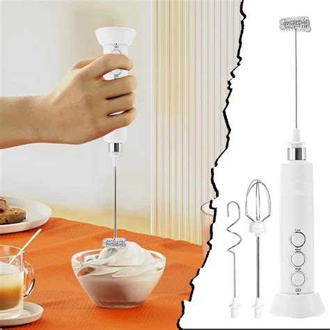 Usb Rechargeable 3 Speeds Milk Frother Handheld Battery Operated