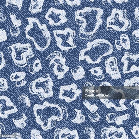 더럽혀진된 청바지 배경입니다 벡터 데님 레오 파 드 완벽 한 패턴입니다 청바지 천입니다 그런 지 브러시 스트로크로 관광 명소입니다 곡선에 대한 스톡 벡터 아트 및 기타