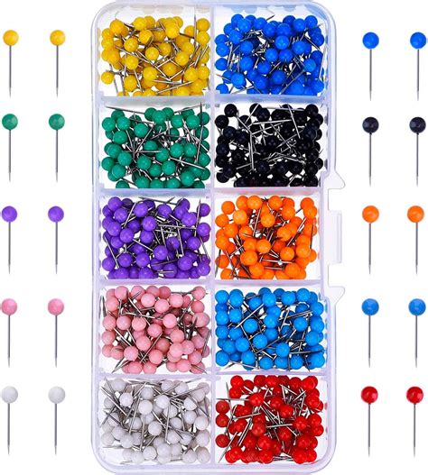 500 Pieces Map Push Pins Map Tacks Plastic Round Head Tacks With Steel