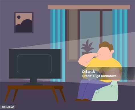 중독을 먹는다 뚱뚱한 남자는 의자에 앉아 패스트 푸드를 먹는다 비만의 개념 Binge 섭식 장애 플랫 만화 벡터 일러스트레이션