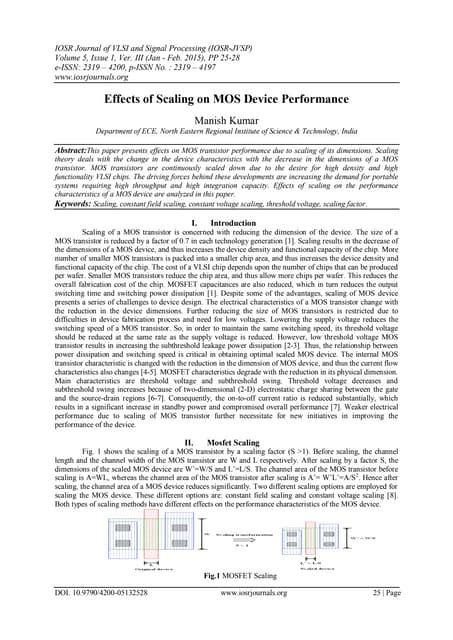 Effects Of Scaling On Mos Device Performance Pdf