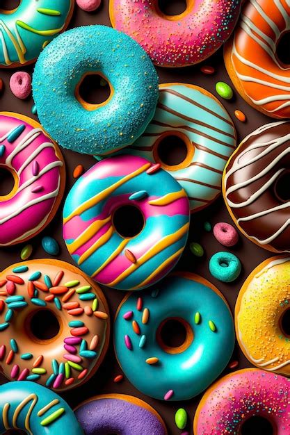Premium Photo Image Glazed Colored Donuts Generative Ai