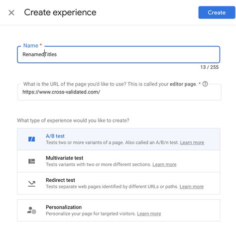 Setting Up A B Test With Google Optimize Example Cross Validated