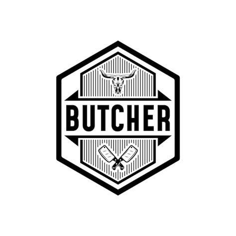 정육점 빈티지 로고 디자인 영감 프리미엄 벡터