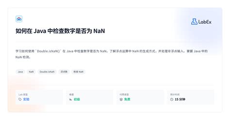 如何在 Java 中检查数字是否为 Nan Labex