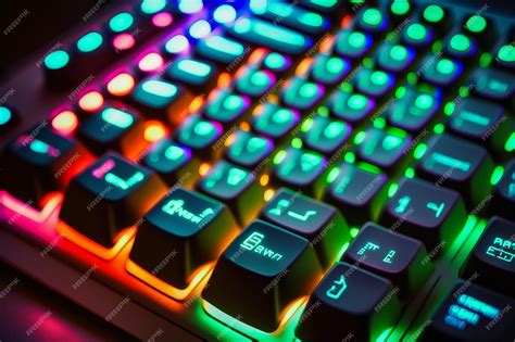 Premium Photo A Keyboard With Rainbow Colored Lights And A Rainbow