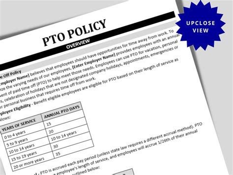 Editable Pto Policy Template Employee Time Off Hr Form Digital