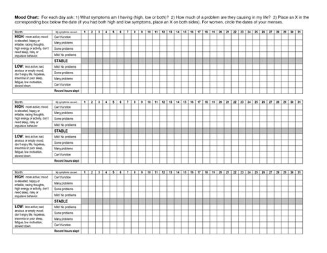 Bipolar Mood Tracker Printable Pdf Printable Word Searches