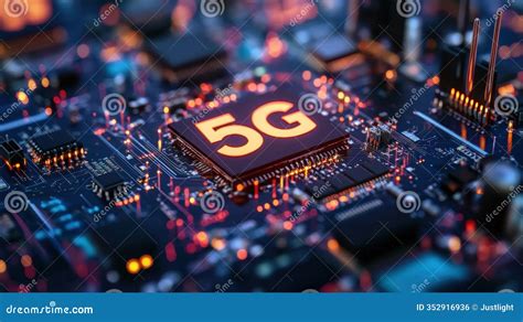 5g Chip Enabling High Speed Wireless Communication On Circuit Board Stock Illustration