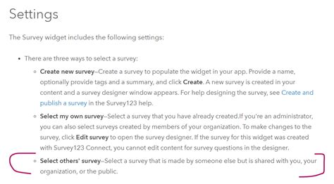 solved survey widget does not show public shared surveys esri community