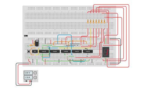 circuit design practica dado tinkercad