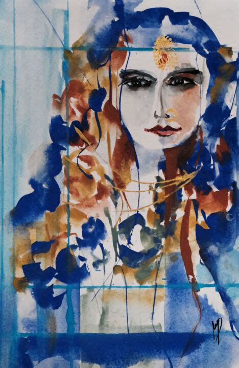 Jeune Indienne À La Fenêtre Peinture par Véronique Piaser Moyen