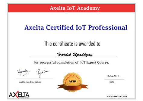 Iot Training Certificate Ppt