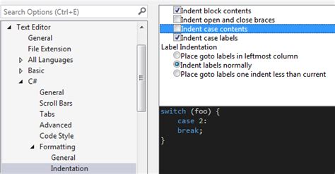 C Resharper Block Under Case Label Braces Layout Stack Overflow