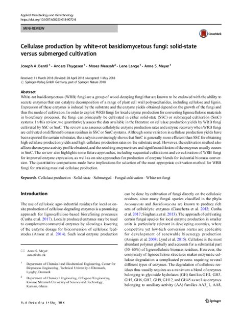 Pdf Cellulase Production By White Rot Basidiomycetous Fungi Solid