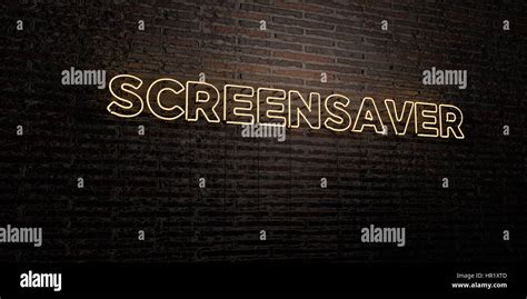 SCREENSAVER Realistic Neon Sign On Brick Wall Background D Rendered Royalty Free Stock Image