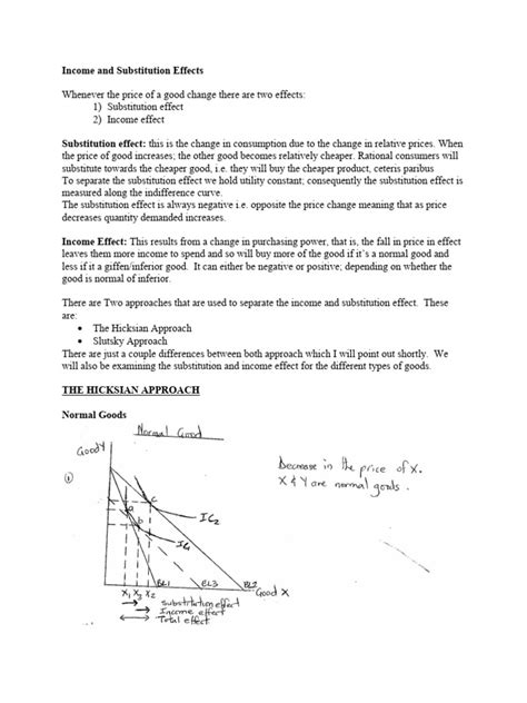 econ handout income and substitution effects pdf consumers