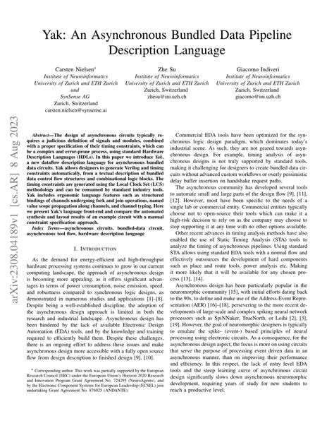 Pdf Yak An Asynchronous Bundled Data Pipeline Description Language