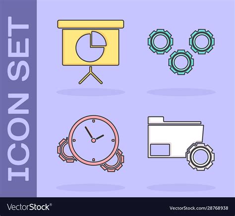 Set Folder Settings With Gears Presentation Vector Image
