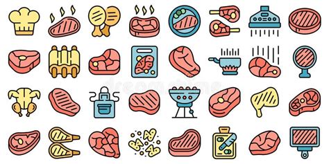 Chop Icons Set Vector Flat Stock Vector Illustration Of Poultry