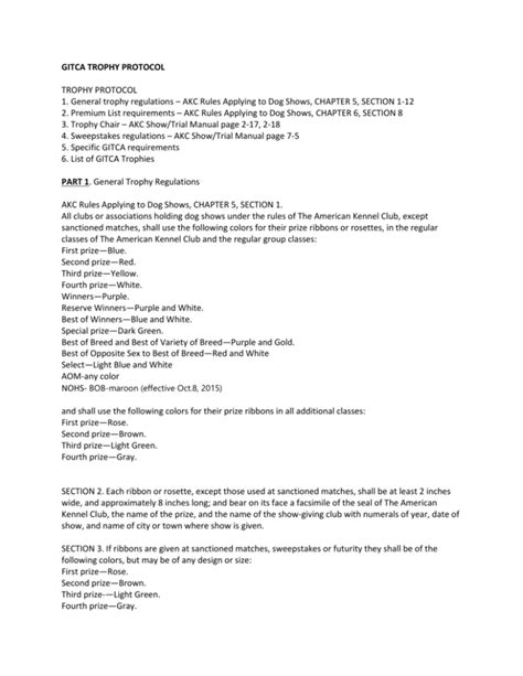 Gitca Trophy Protocol