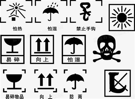 箱标识轻放向上怕热拍湿易碎防潮堆码极限小心搬运谨防潮湿此方向上向上切勿曝晒曝晒PNG图片素材下载 标识PNG 熊猫办公