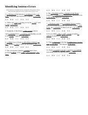 Identifying Sentence Errors Common Mistakes In Grammar And Course Hero