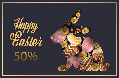 Joyeuses Pâques Vacances Célébration Vente Bannière Flyer Ou Carte De