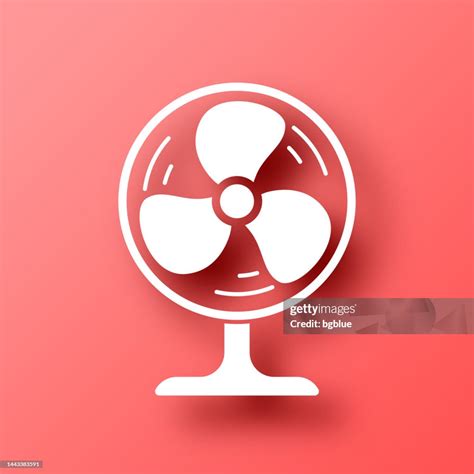 扇風機赤い背景に影付きのアイコン ストックイラストレーション Getty Images