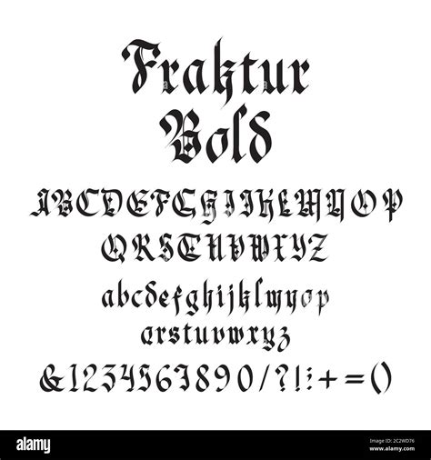 Vintage Gothic Bold Font Vector Illustration Unique Decorative Black