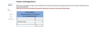 solved problem 5 3a algo break even analysis income