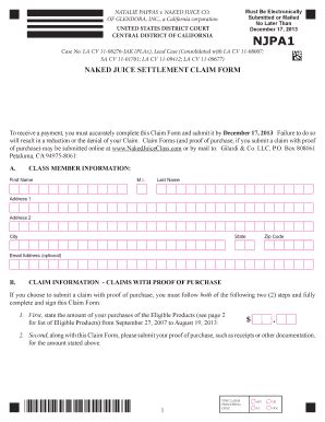 Naked Juuce Claim Form Fill Online Printable Fillable Blank