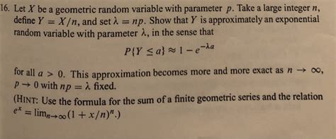 Solved Let X Be A Geometric Random Variable With Chegg Com