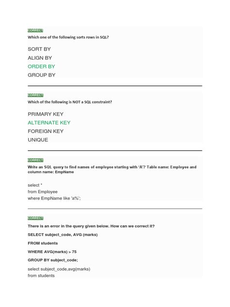 Sql Mcq Pdf Sql Areas Of Computer Science