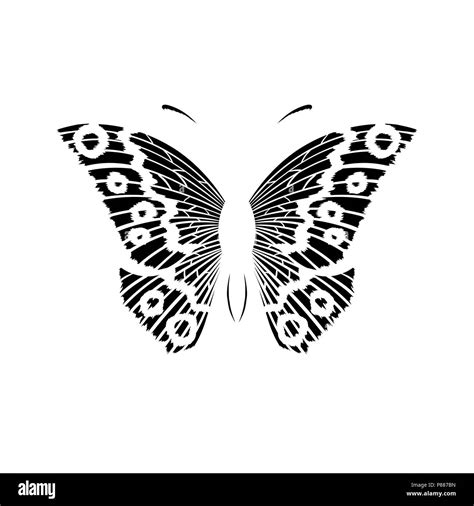Vector Black Butterfly On A White Background Laser Cutting Wings