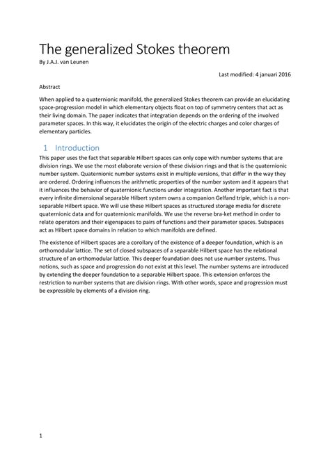 Pdf The Generalized Stokes Theorem