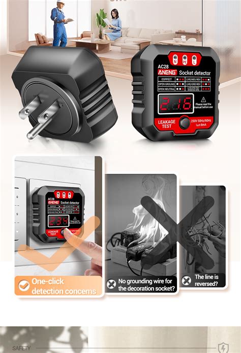 ANENG AC28 Digital Socket Powe Tester 250V 50Hz 60Hz Socket Polarity Detector Voltage Tester