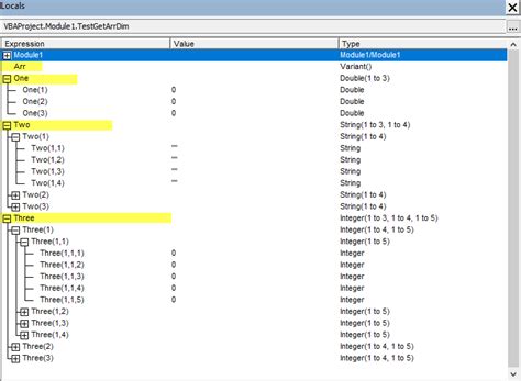 VBA Array Number Of Dimensions