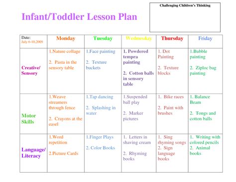Sample Lesson Plan For Nursery Class