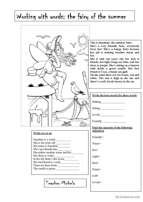 Working With Words The Fairy Of The English ESL Worksheets Pdf Doc