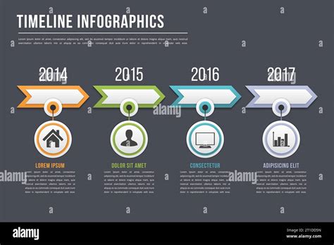 Timeline Infographics Template With Arrows Workflow Process Infographics Vector Eps10