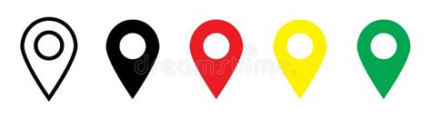 Flat Style Location Icon Set Map Pin And Navigation Markers Red