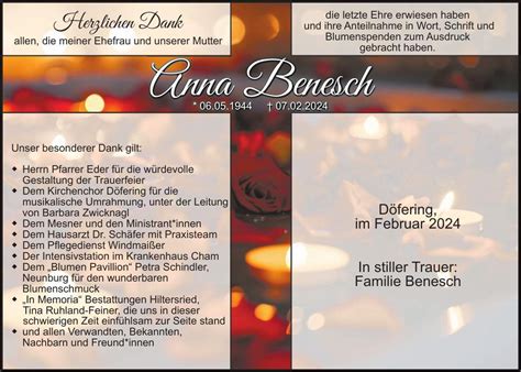 Traueranzeige Familienanzeigen Danksagungen Idowa Markt